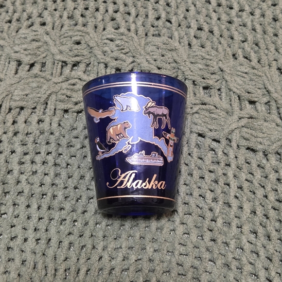 Source Unknown | Dining | Alaska Cobalt Blue Shot Glass With Map ...